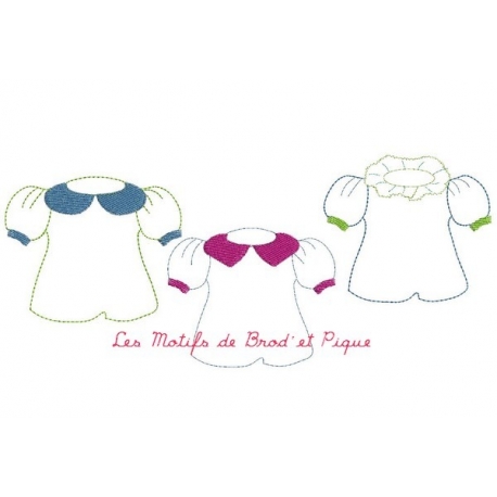 Guimpe bébémotif broderie machine redwork ou broderie pleine